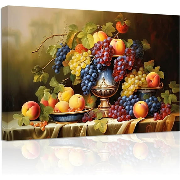 AVOI Kitchen Wall Art Grapes and Wine Picture Fresh Fruits Canvas ...