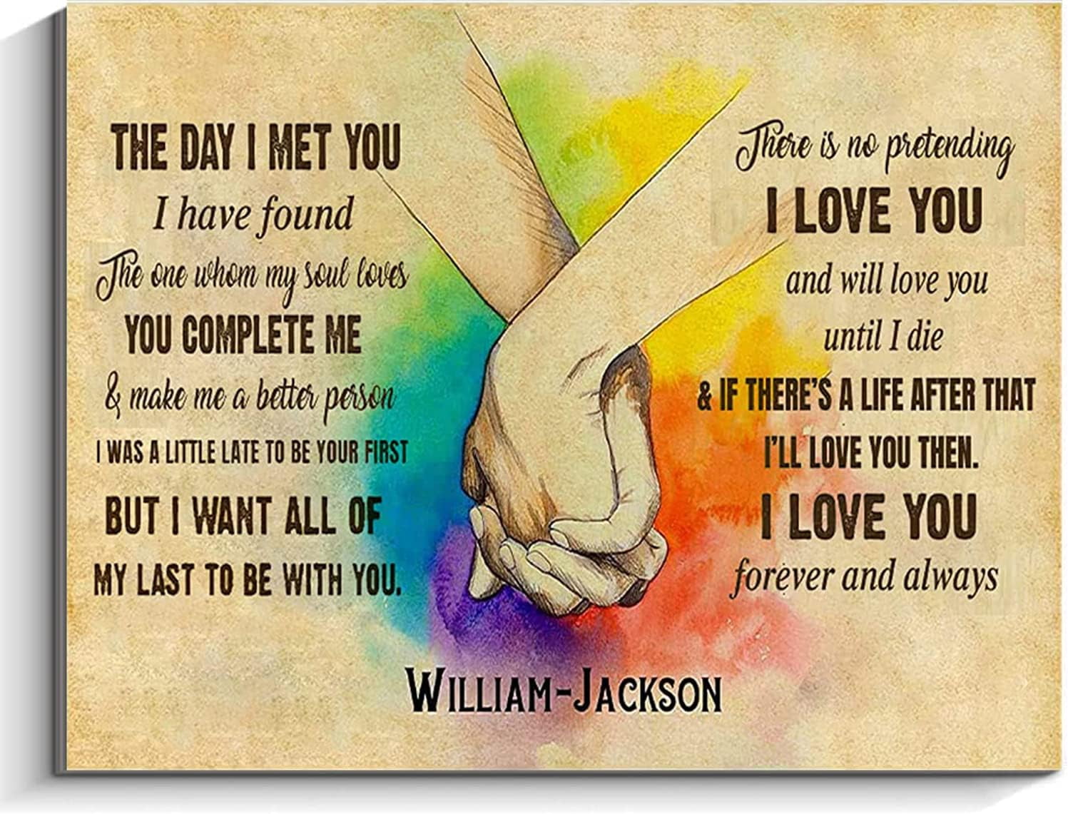 AVOI LGBT Couple Poster Gift Hands Holding Rainbow Posters for Gay ...