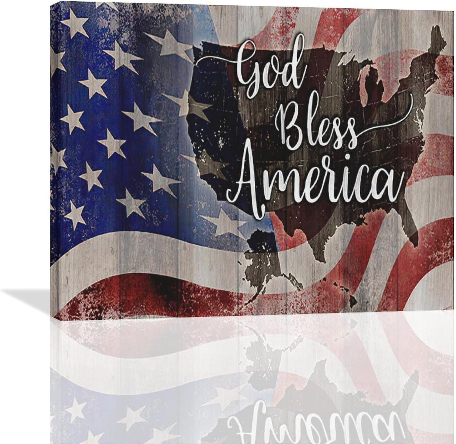 AVOI Large American Flag and USA Map Wall Art Rustic United States Map ...