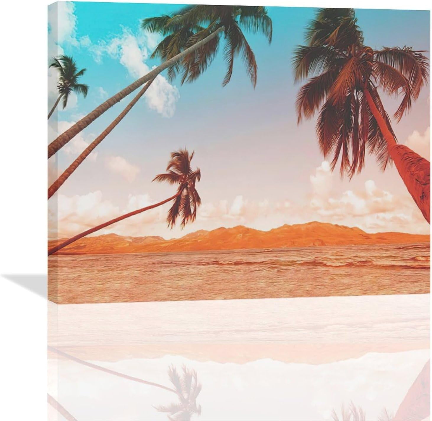 AVOI Large Beach Palms Wall Art Coastal Tropical Palm Tree Pictures Wall Decor Bathroom Ocean ...