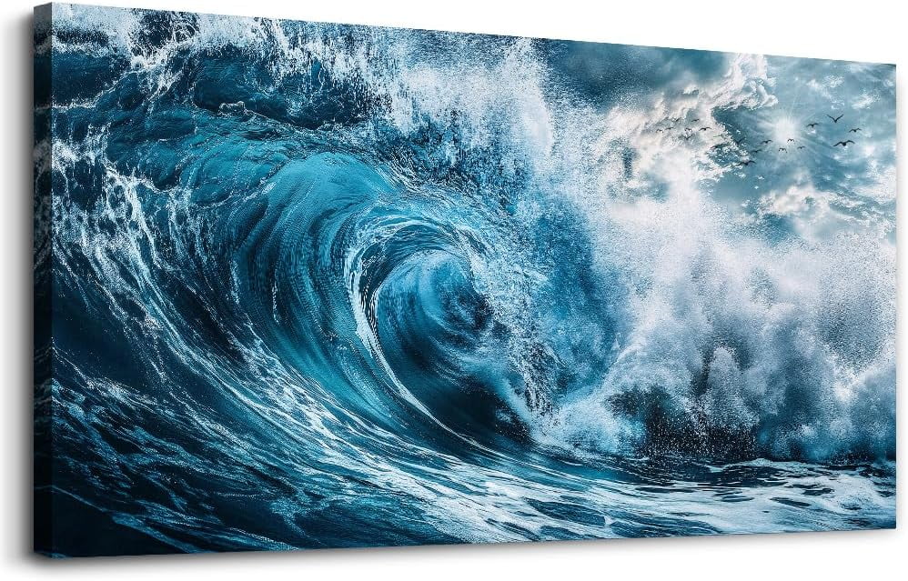 AVOI Large Blue Wave Canvas Wall Paintings Wall Art For Living Room ...