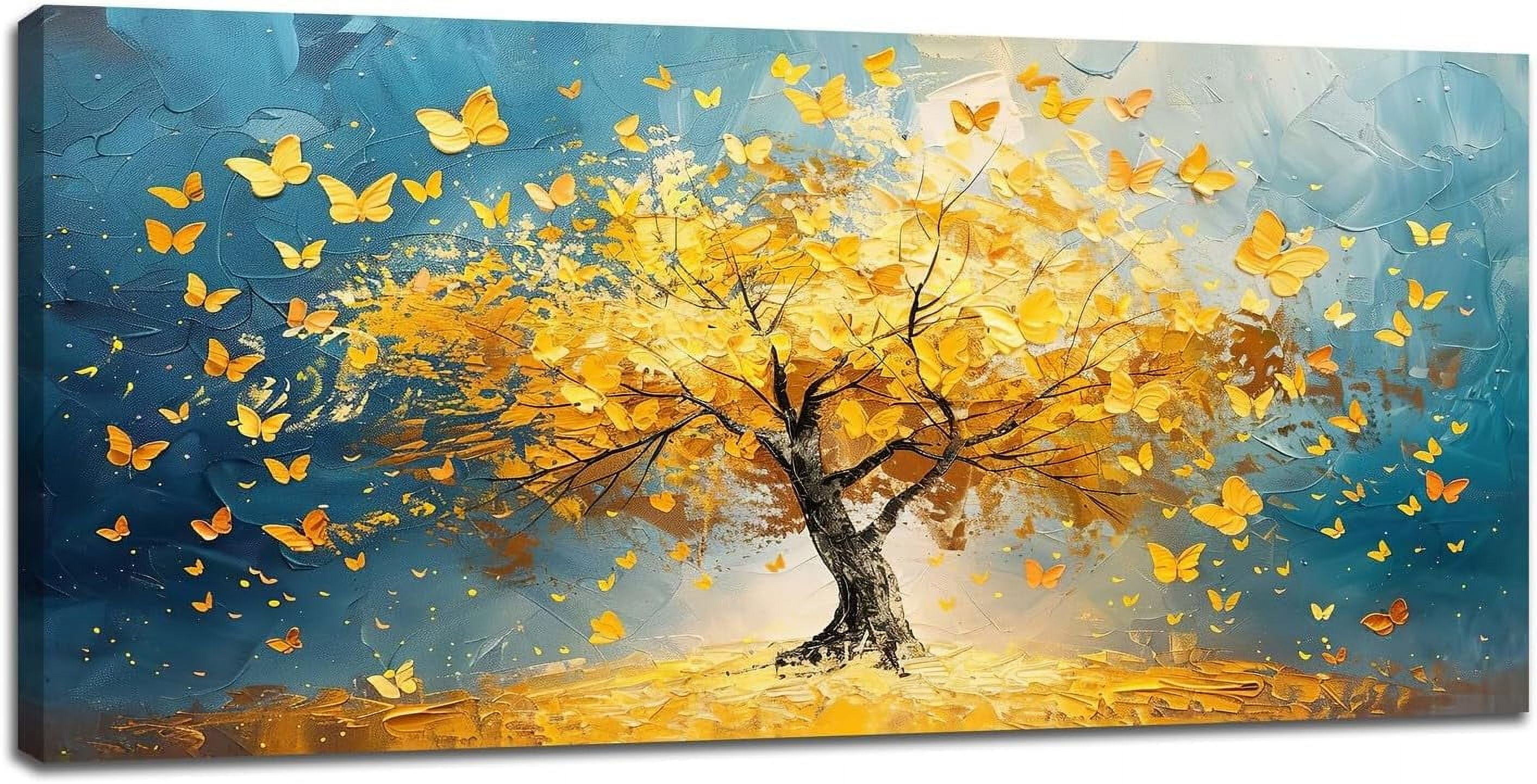 AVOI Canvas Wall Art Decor for Living Room Bedroom Golden Yellow Tree ...