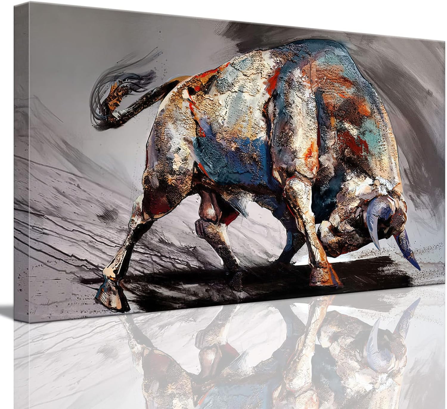 AVOI Large Framed Bull Canvas Wall Art Man Room Cave Wall Decor Spanish ...