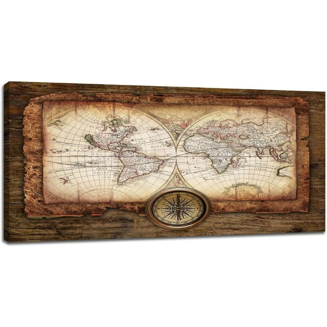 AVOI Large World Map Wall Art Vintage Map Pictures Wall Decor for ...