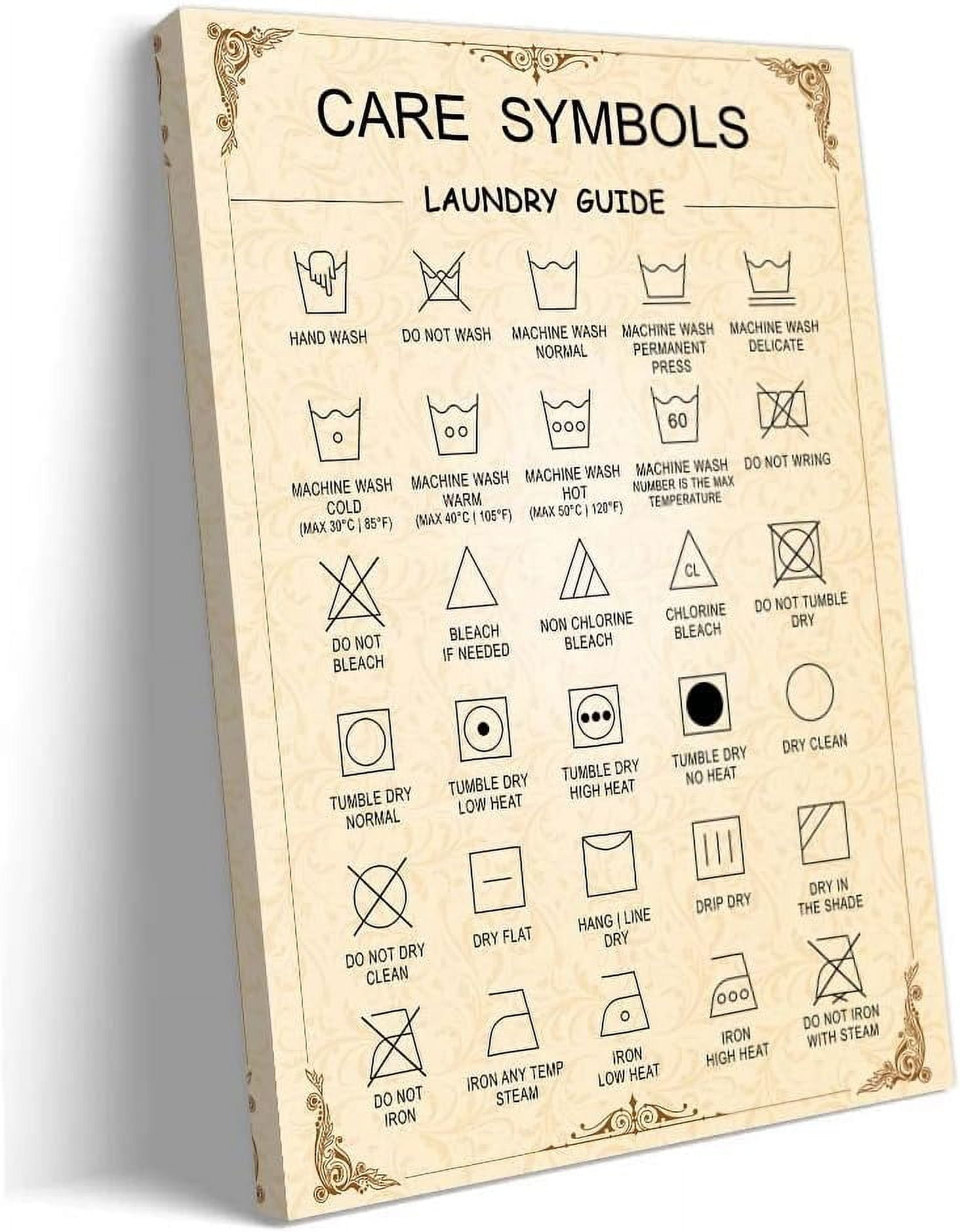 AVOI Laundry Symbols Wall Art Knowledge Canvas Wall Art Laundry Guide ...