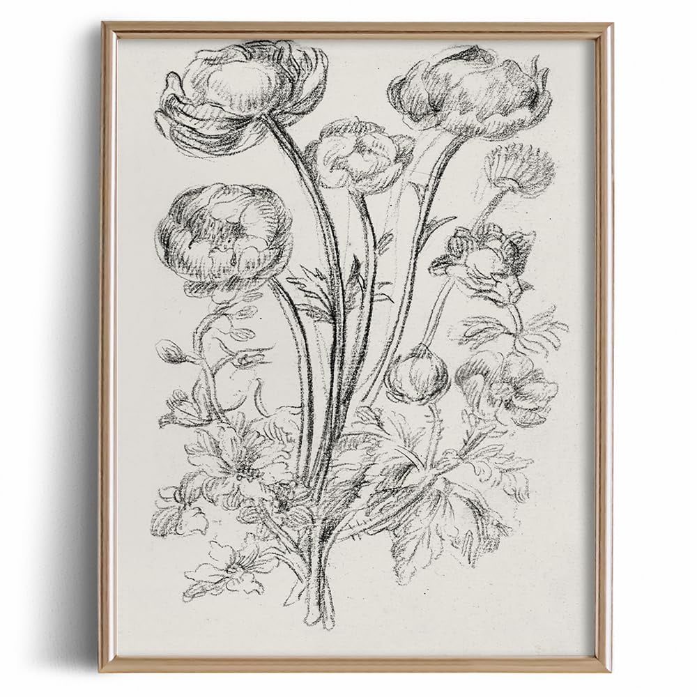 AVOI Leave Plant Botanical Etching Rustic Picture - Flower Floral ...