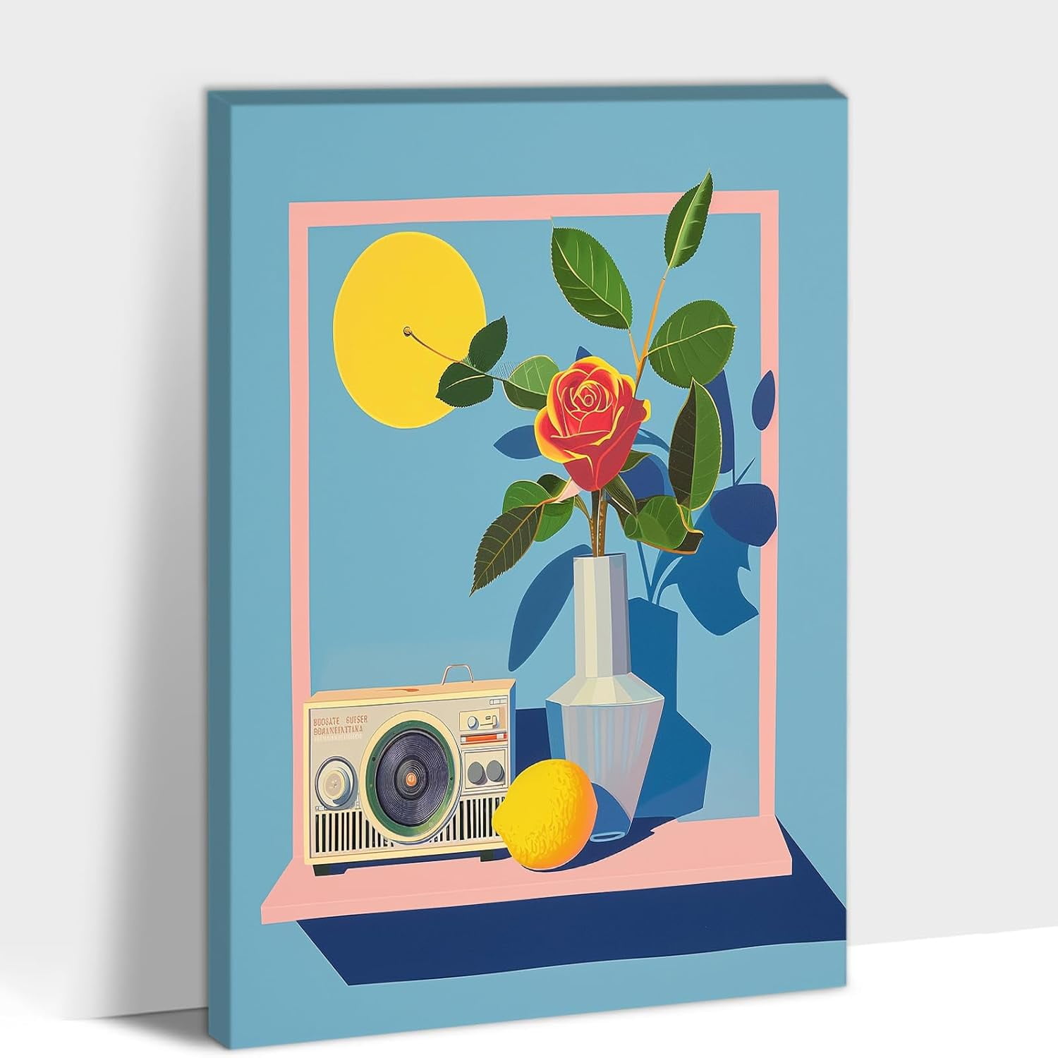 AVOI Lemon Wall Art, Fruit & Flower Vase Minimalism Canvas Prints ...