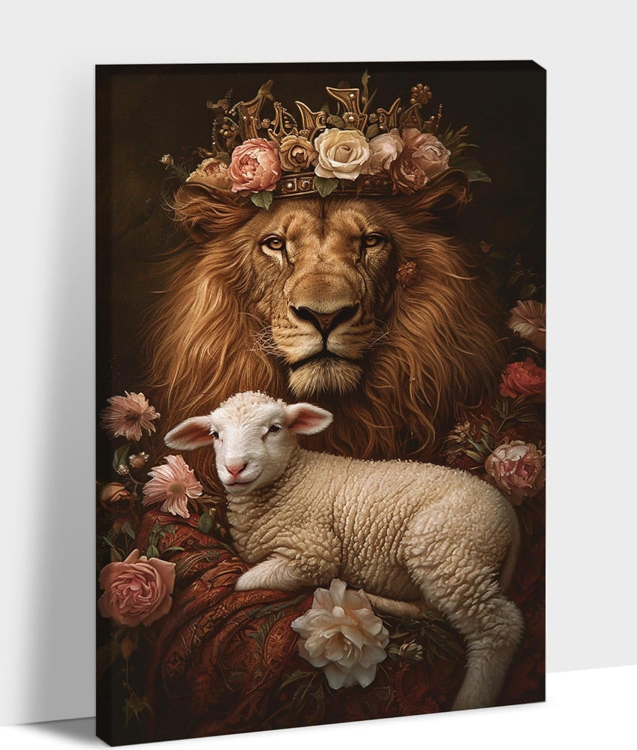 AVOI Lion of Judah Canvas Wall Art, Lion Lamb Pictures Wall Decor, King of Animals Lion Canvas ...