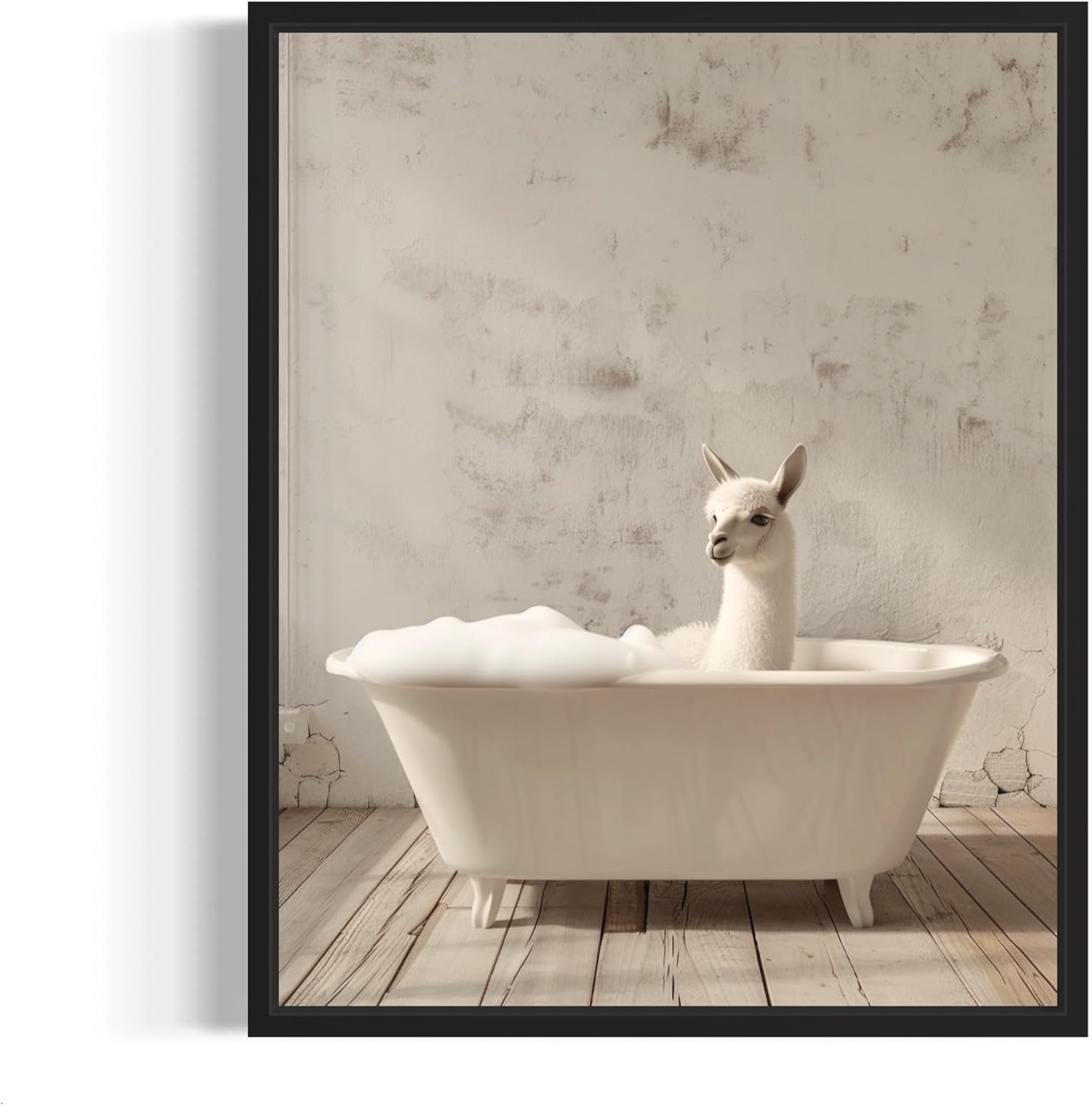 AVOI Llama in Bathtub Poster Art Print, Cute Animal Bath Time Photo ...