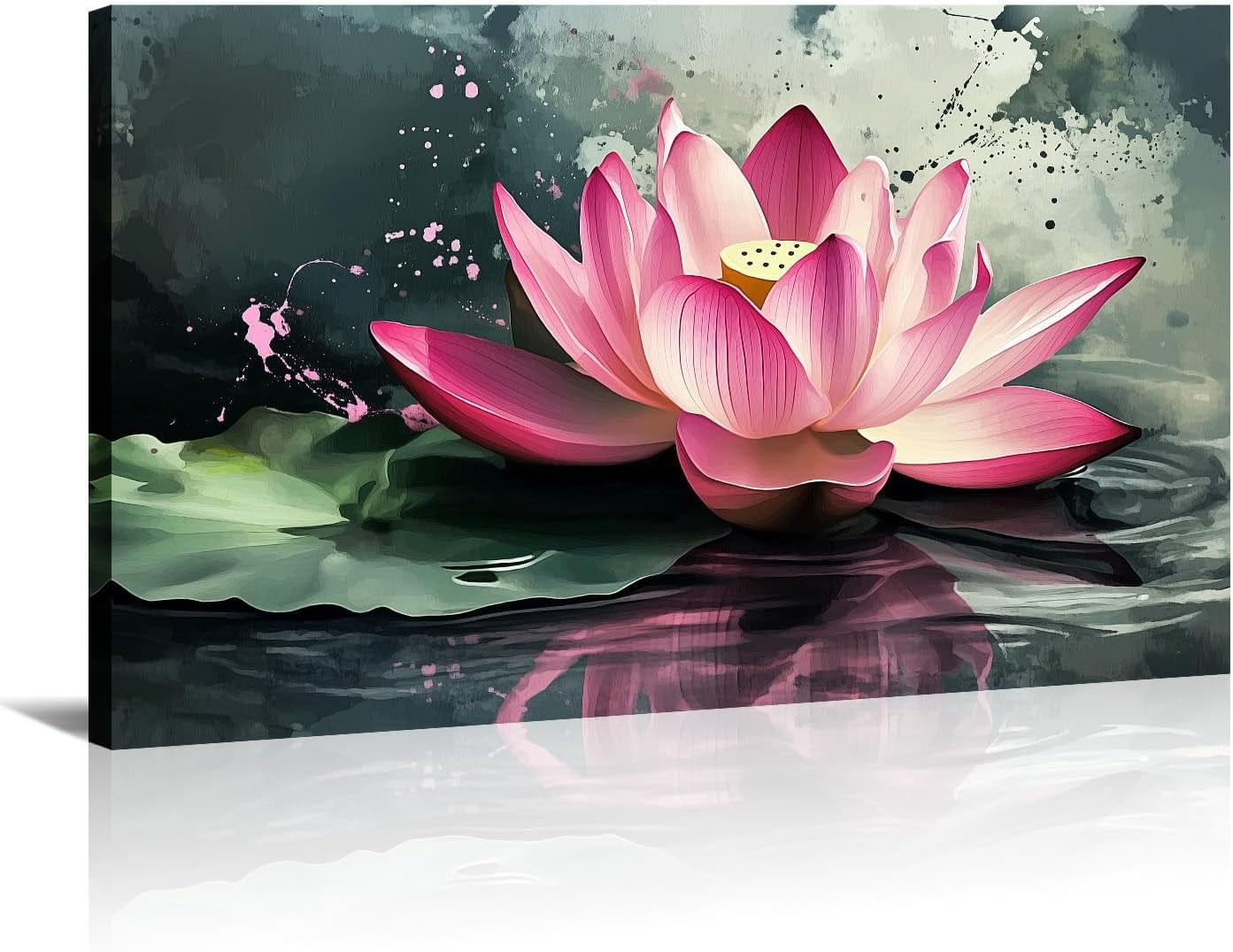 AVOI Lotus Canvas Wall Art Zen Wall Decor Pink Lotus Flower on Water ...