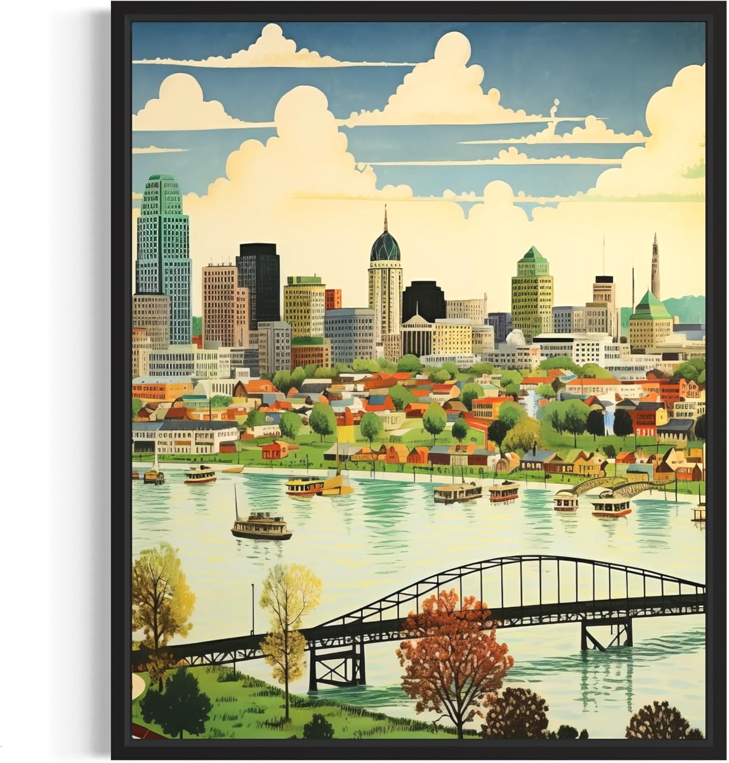 AVOI Louisville Kentucky Poster Art Print, City Skyline American Folk ...