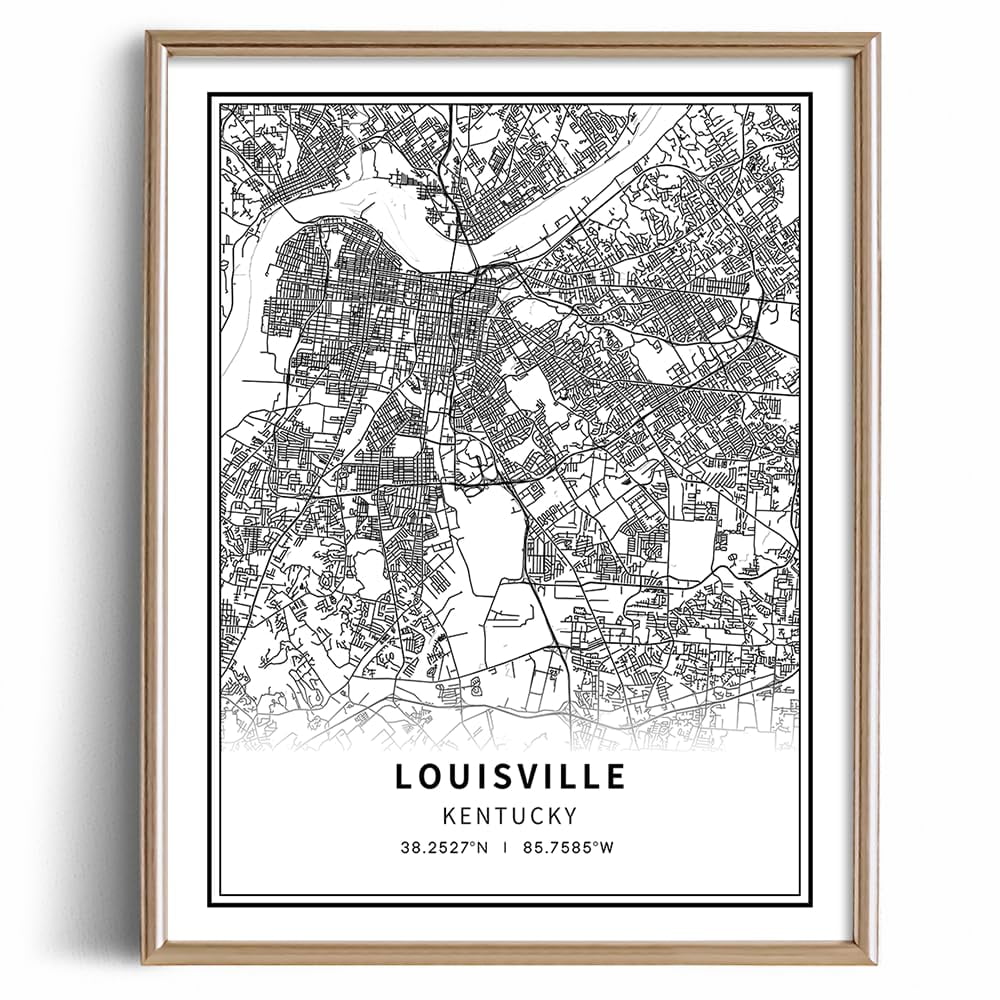 AVOI Louisville Kentucky Poster - Minimalist Black White Wall Art ...