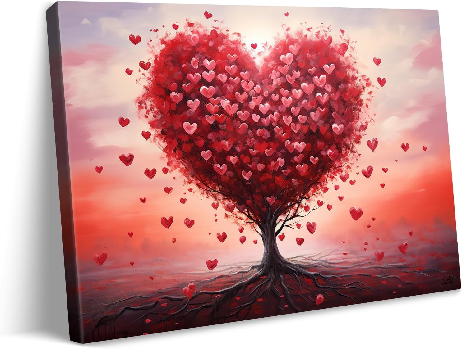 AVOI Love Heart Tree Canvas Wall Art Romantic Artwork Prints For Living ...