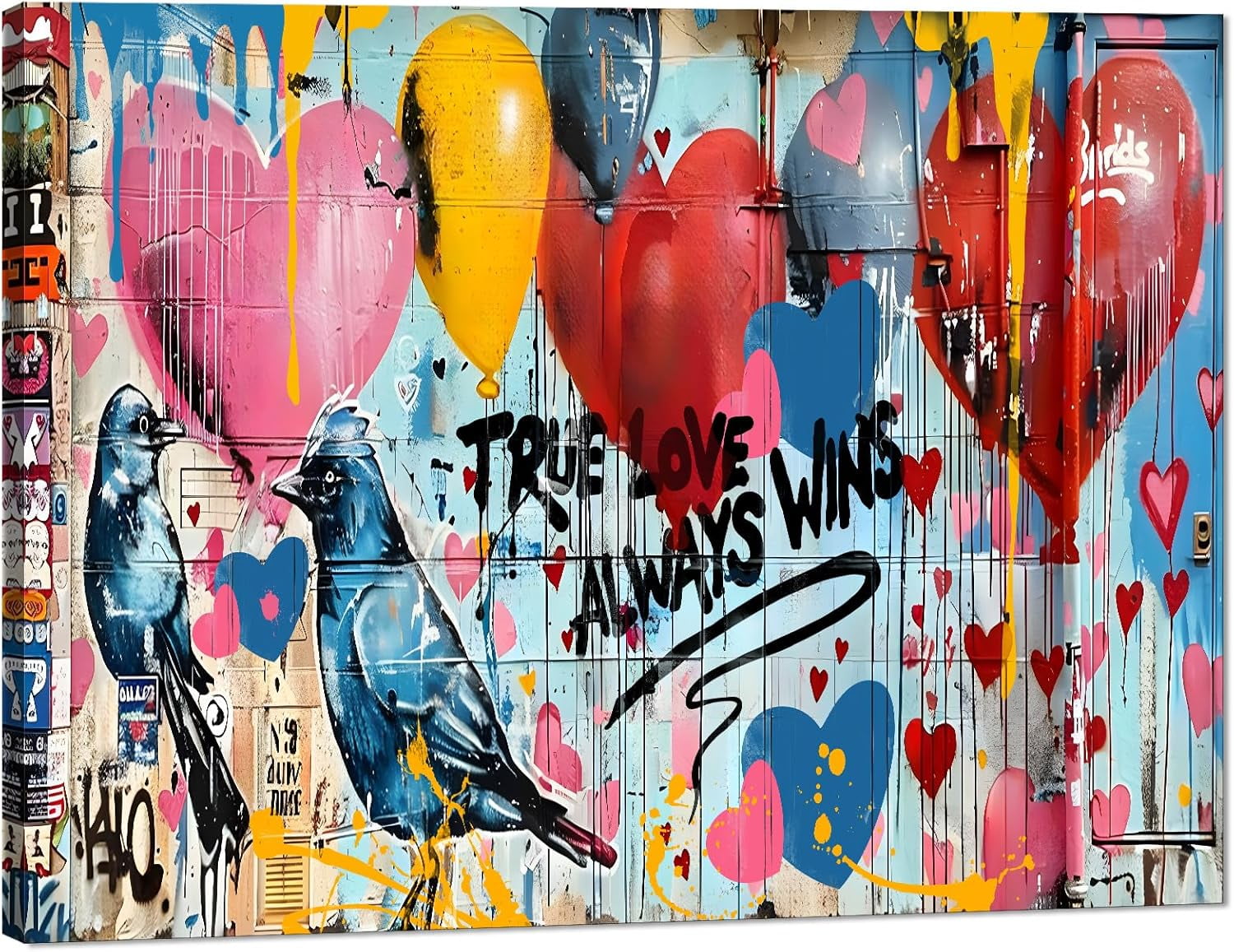 AEFER Love Street Graffiti Wall Art Banksy Canvas Wall Art Abstract ...