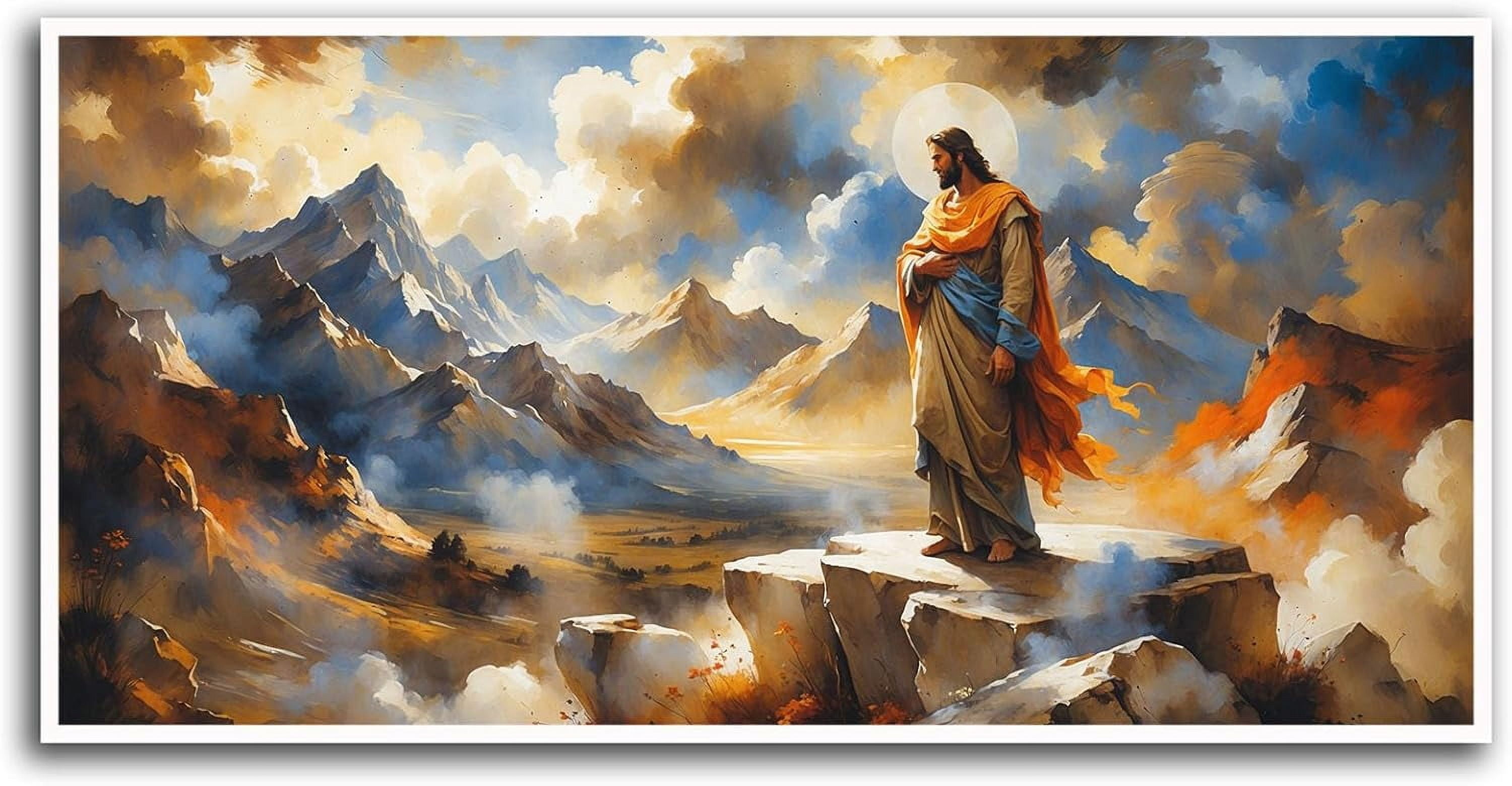 AVOI Majestic Spiritual Oil Painting Art: Jesus Overlooking the ...