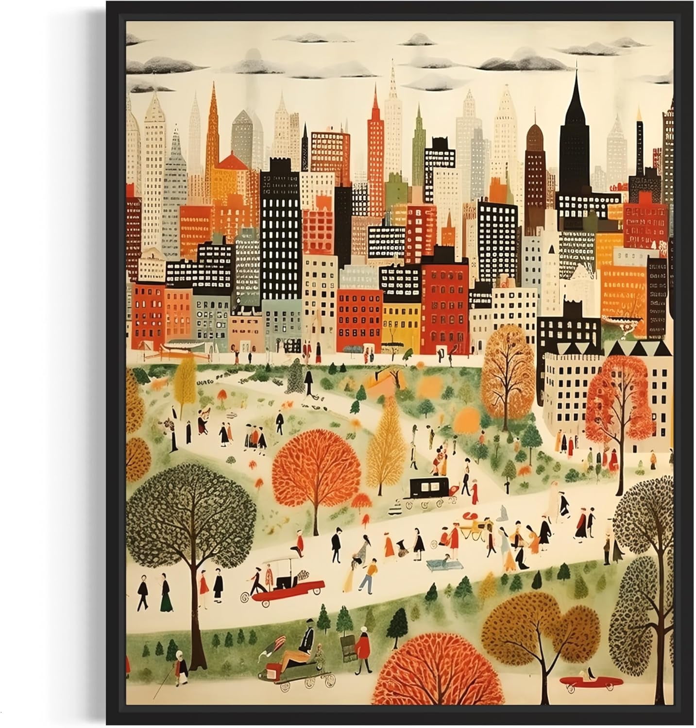 AVOI Manhattan New York Poster Art Print, City Skyline American Folk ...