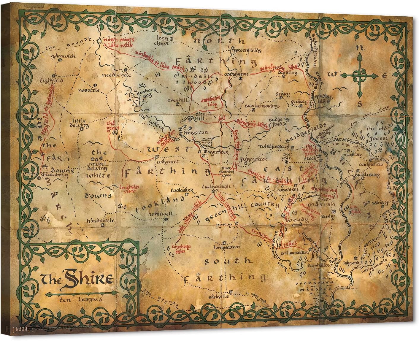 AVOI Middle Earth Map Canvas Wall Art Movie Map HD Print - Retro Middle ...