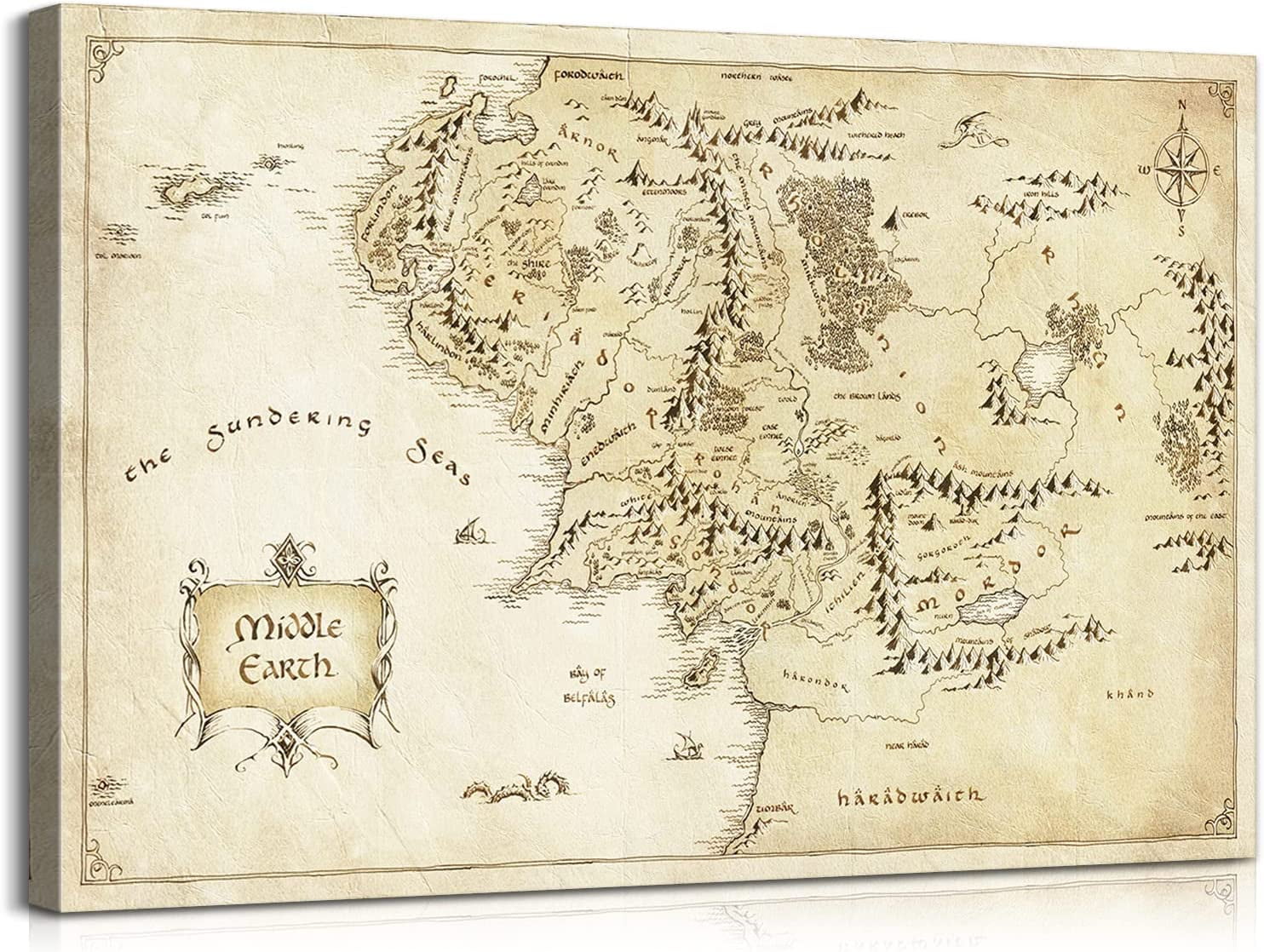 AVOI Middle Earth Map Wall Art Map of Middle Earth Wall Decor Maps of ...