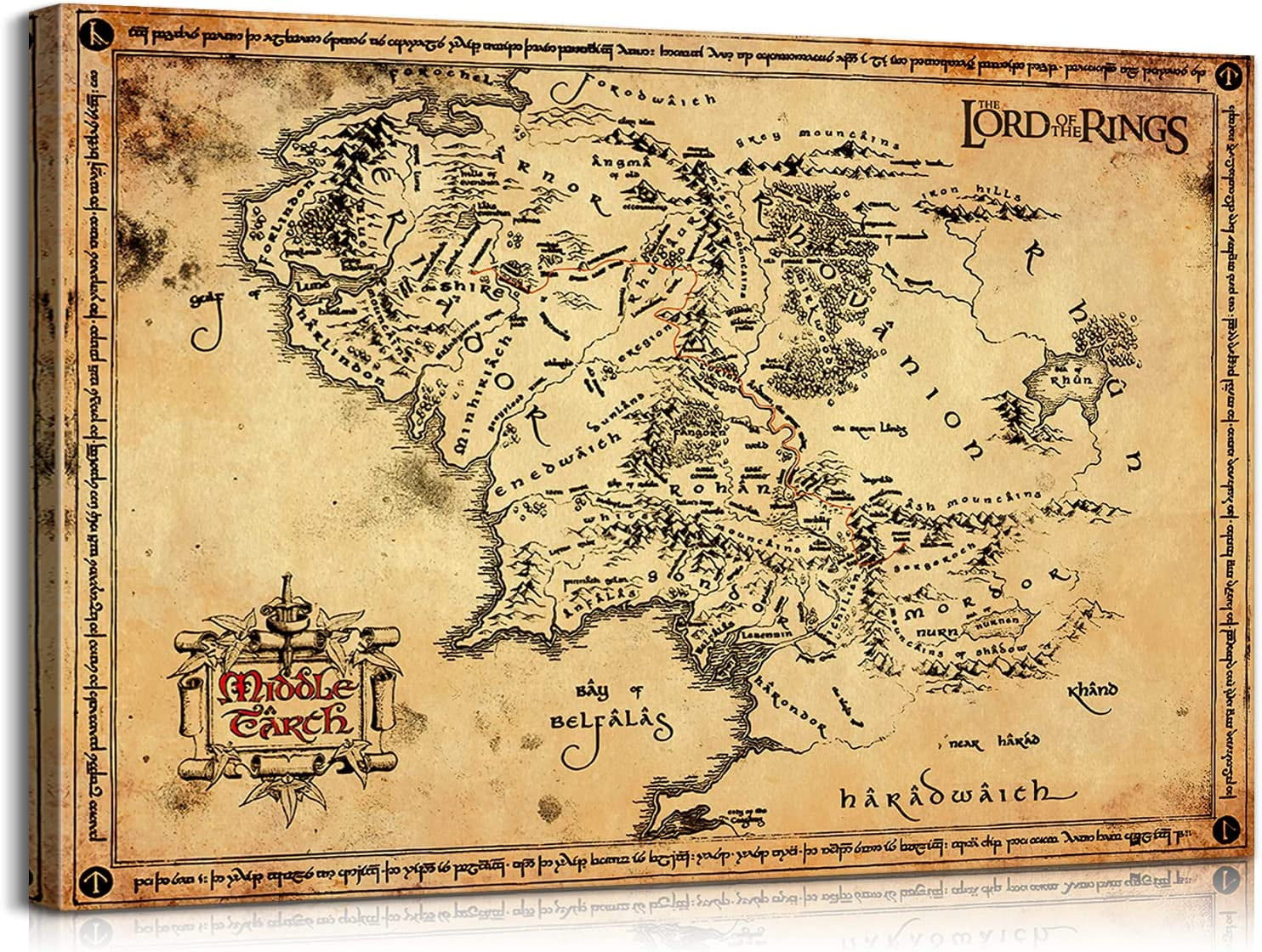 AVOI Middle Earth Map Wall Art Map of Middle Earth Wall Decor Maps of ...