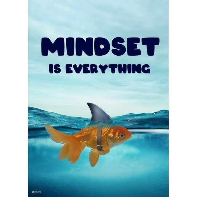 AVOI Mindset Is Everything Poster Motivational Classroom Goldfish Shark ...