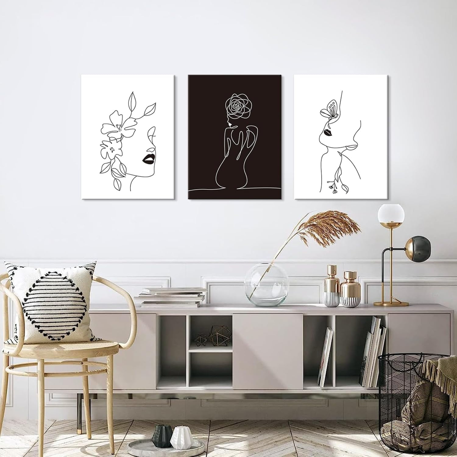 AVOI Minimalist Line Art Prints Abstract Women Faces Flower Wall Art ...