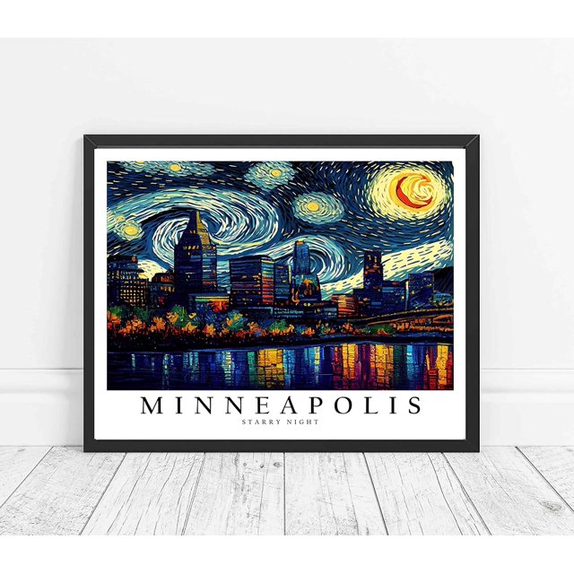 AVOI Minneapolis Art Print Poster, Minneapolis Starry Night Theme Wall ...