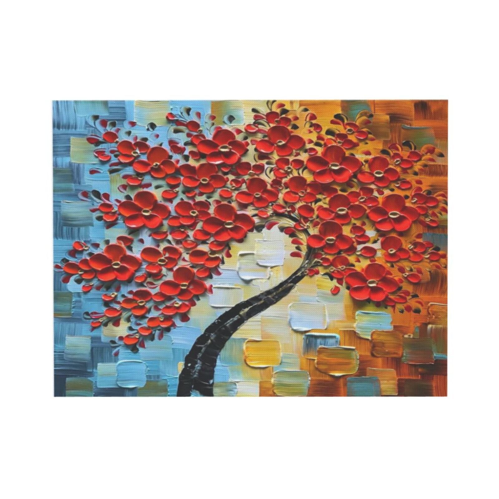 AEFER Modern Abstract Painting 3D Red Flowers Oil Painting On Canvas ...