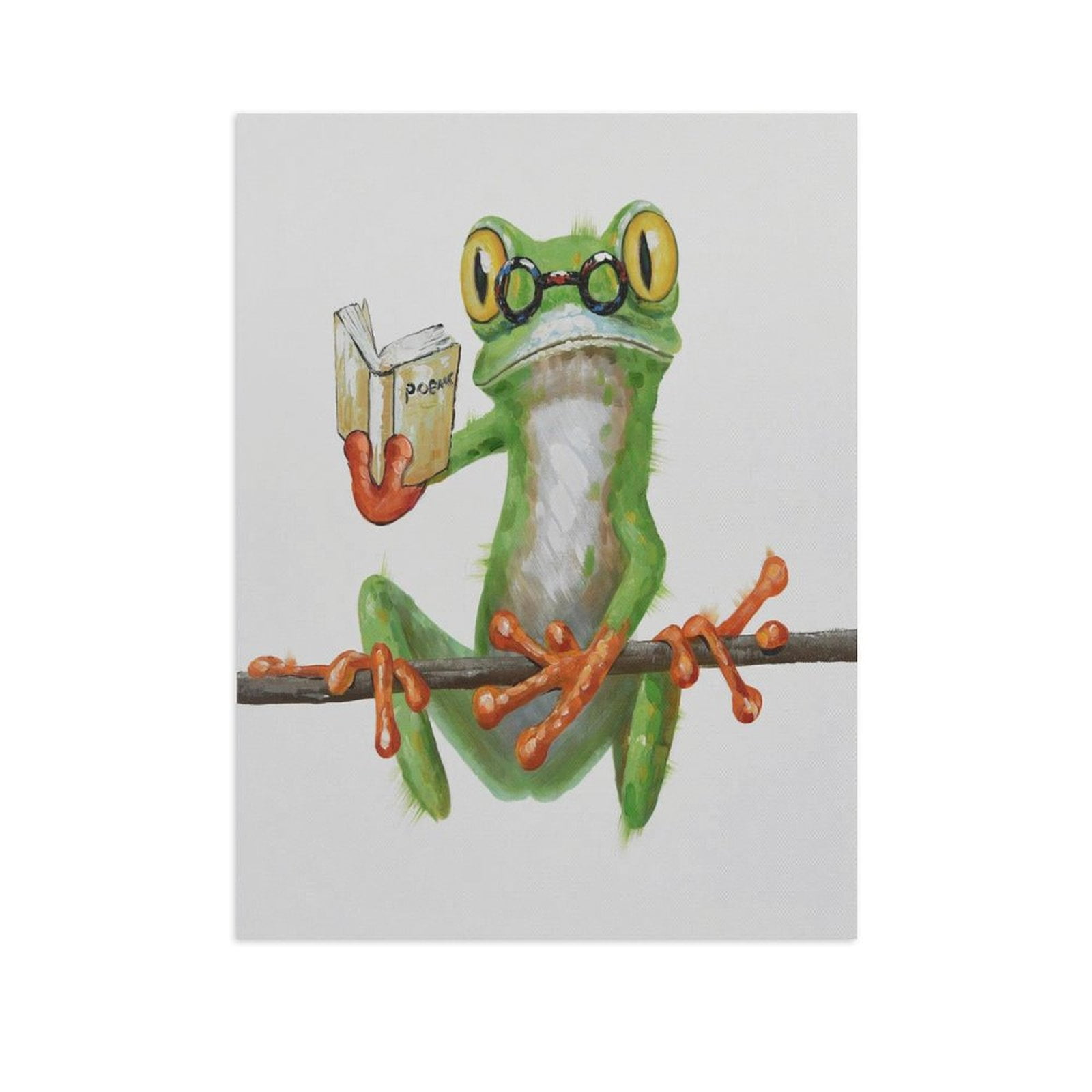 AVOI - Modern Animal Frog Painting Cute Frog Reads Book on Branch ...