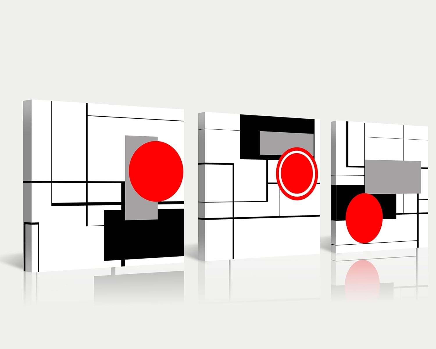 AVOI Modern Geometric Red Abstract Prints Kitchen Decor Red Wall Art ...