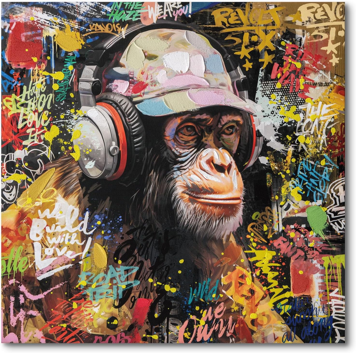 AVOI Modern Pop Art Monkey Canvas Wall Art, Street Graffiti Gorilla ...