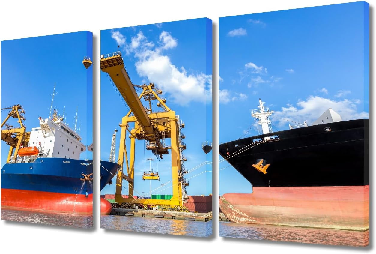 AVOI Modern Wall Art Container Cargo Freight Ship with Working Crane ...
