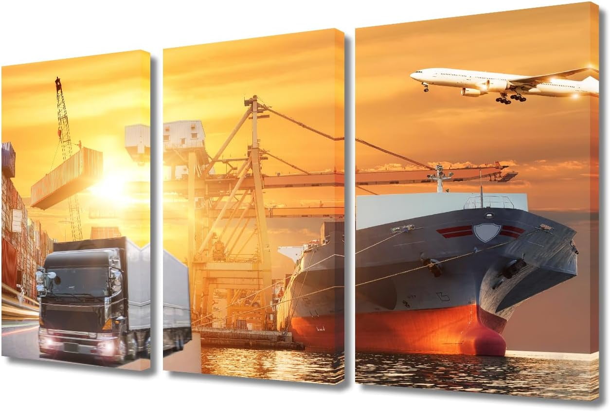 AVOI Modern Wall Art Multi Panel Logistic Import Export and Transport ...