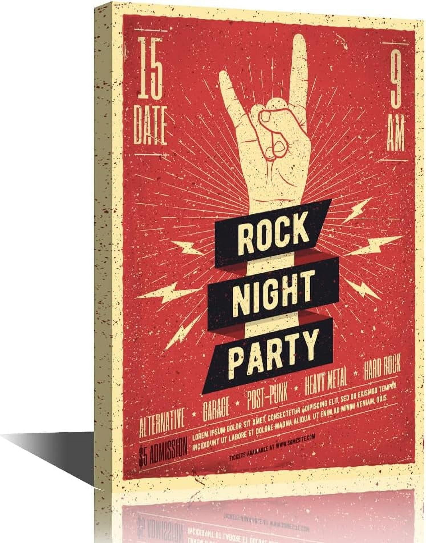 AVOI Modern Wall Art ROCK NIGHT PARTY Signage Posters and Prints for ...