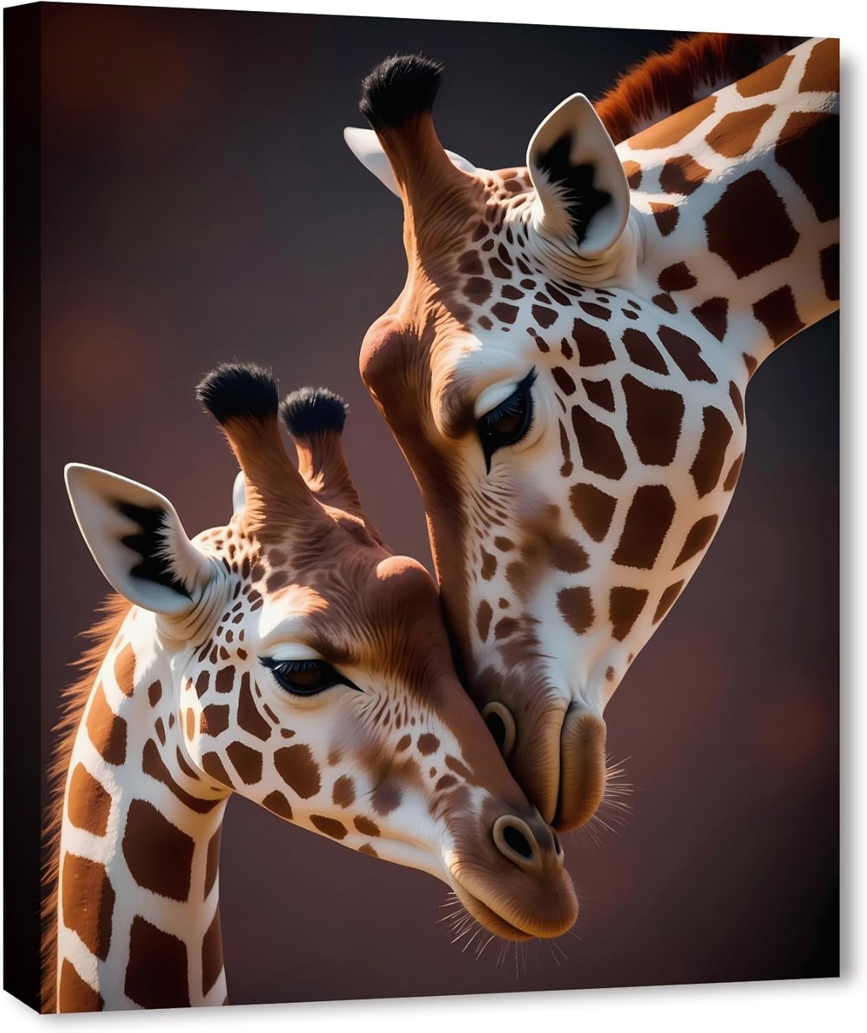 AEFER Mom and Child Giraffe Canvas Wall Art, Unframed Stretched African ...