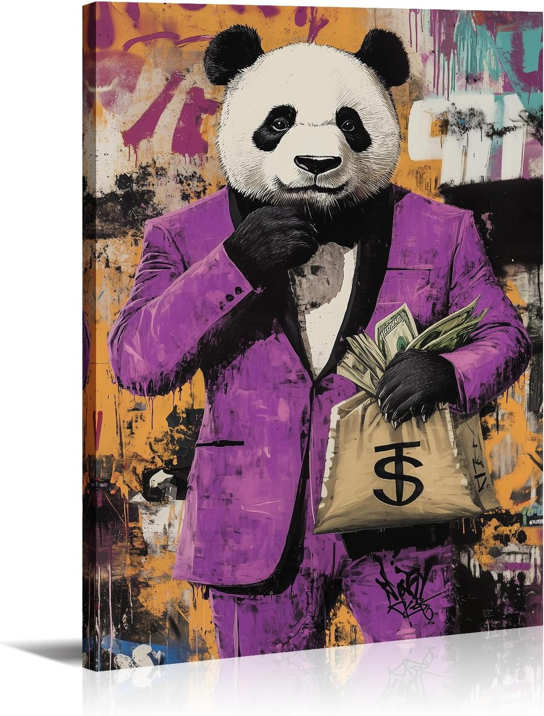 AVOI Monopoly Panda Canvas Wall Art Abstract Graffiti Painting Funny ...