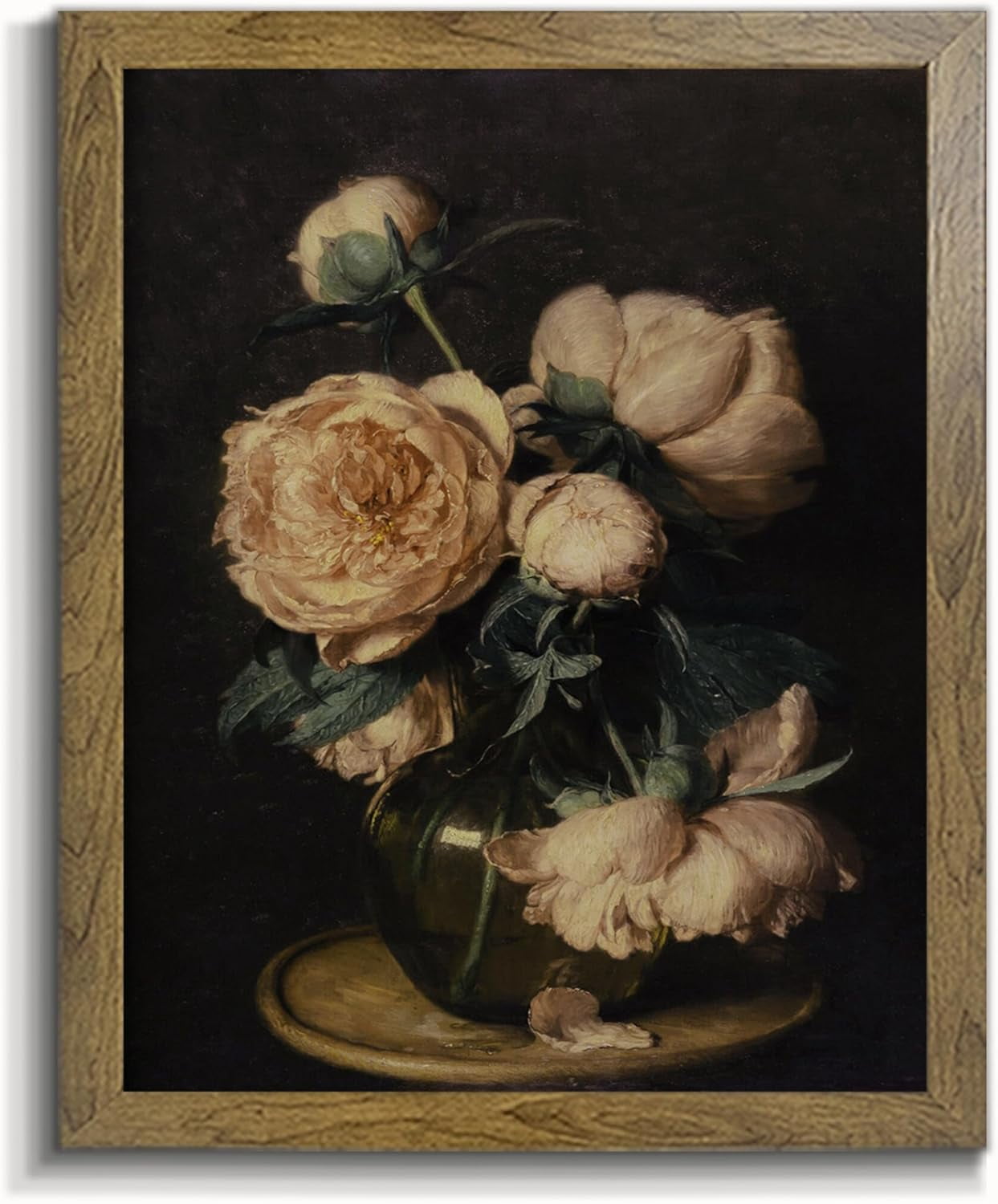 AVOI Moody Vintage Flower Print - Dark Floral Still Life Picture - Framed Canvas Prints Wall Art ...