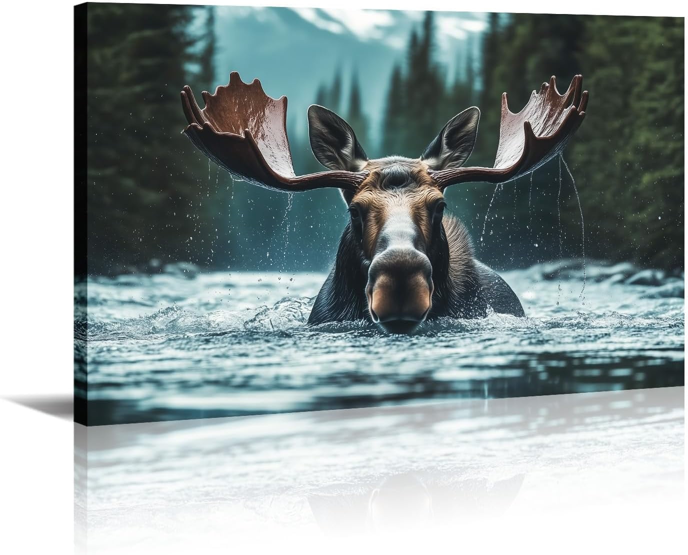 AVOI Moose Canvas Wall Art Rustic Woodland Animal Prints Moose in the ...