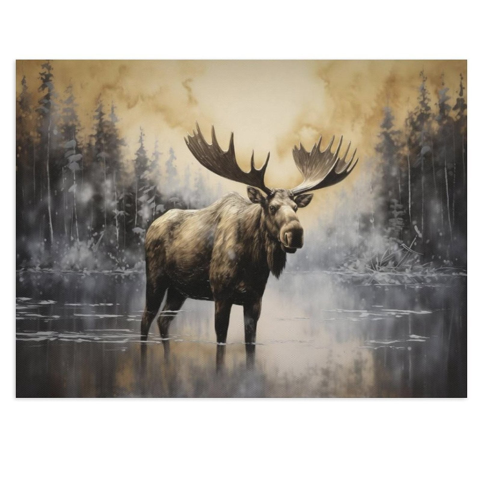 AVOI Moose Canvas Wall Art Rustic Woodland Deer Picture Print Wall ...