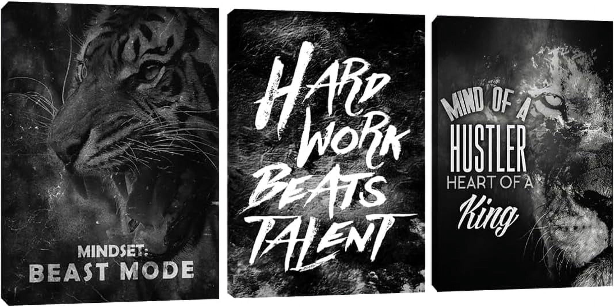 AVOI Motivational Black Tiger Lion Poster Wall Art Entrepreneur Hustle ...