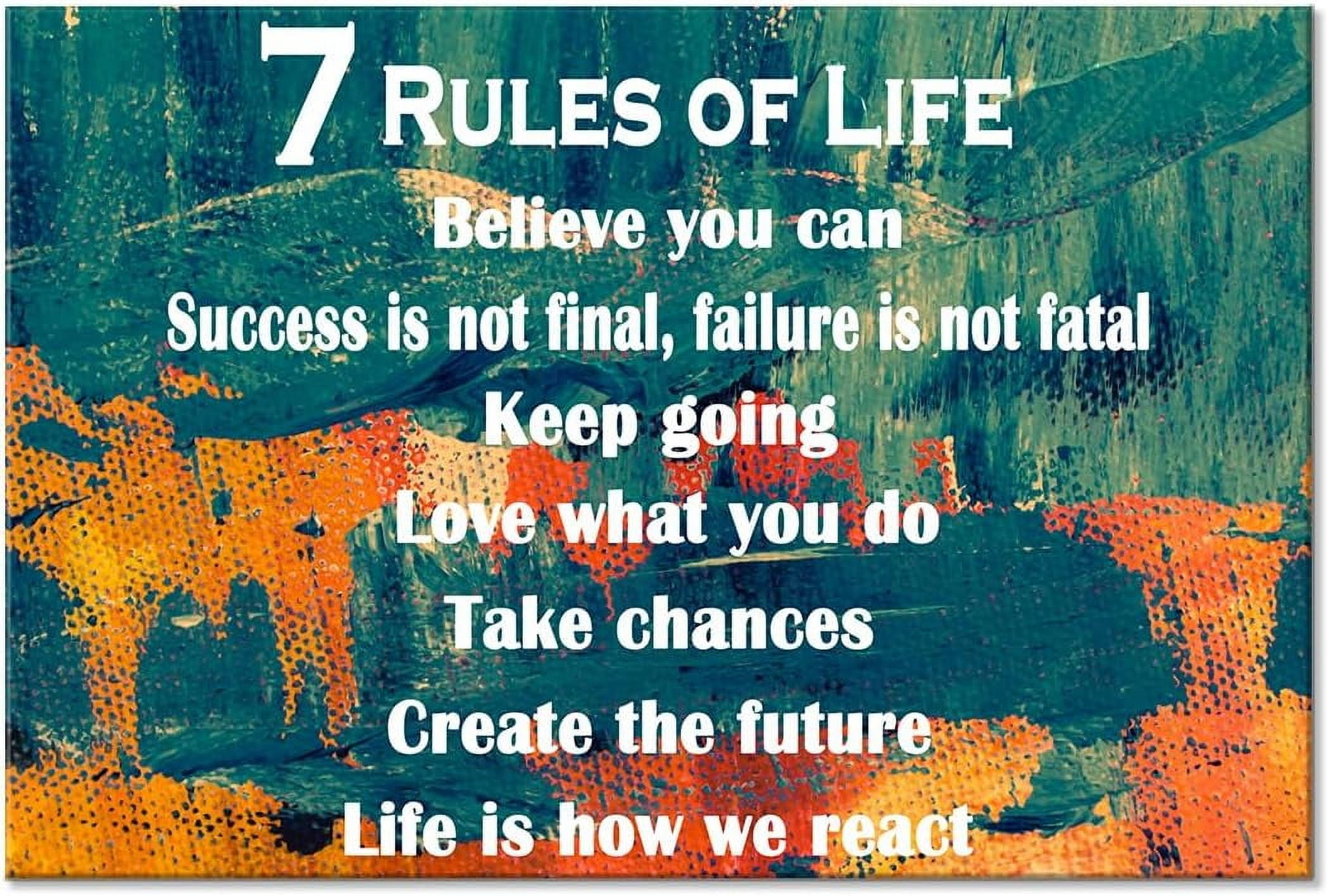 AVOI Motivational Canvas Wall Art, 7 Rules Of Life Inspirational Prints ...