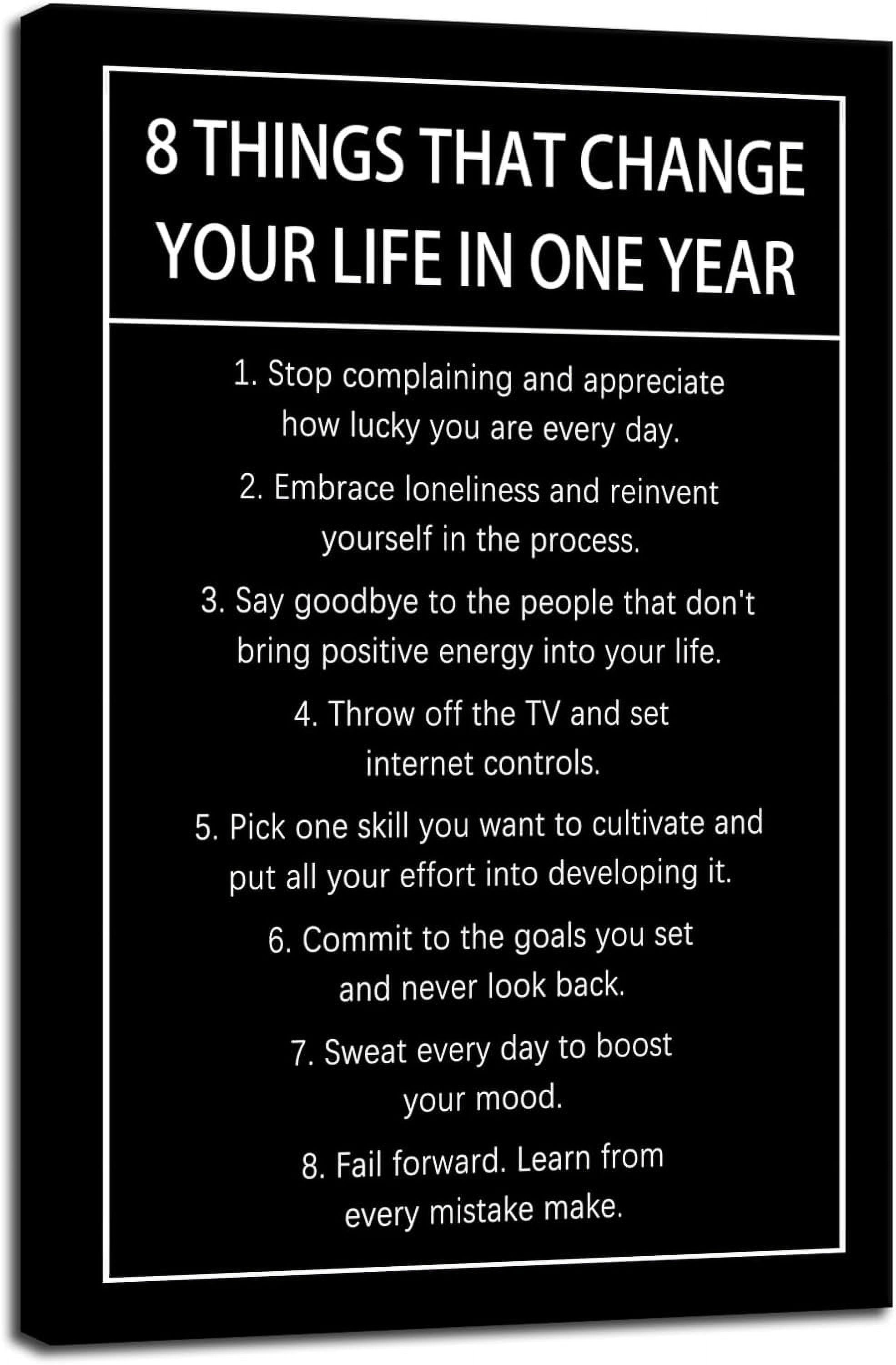 AVOI Motivational Canvas Wall Art 8 Things That Change Your Life In One ...
