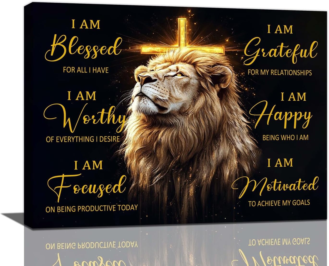 AVOI Motivational Lion Wall Art Cross Christian Lion Pictures Decor ...