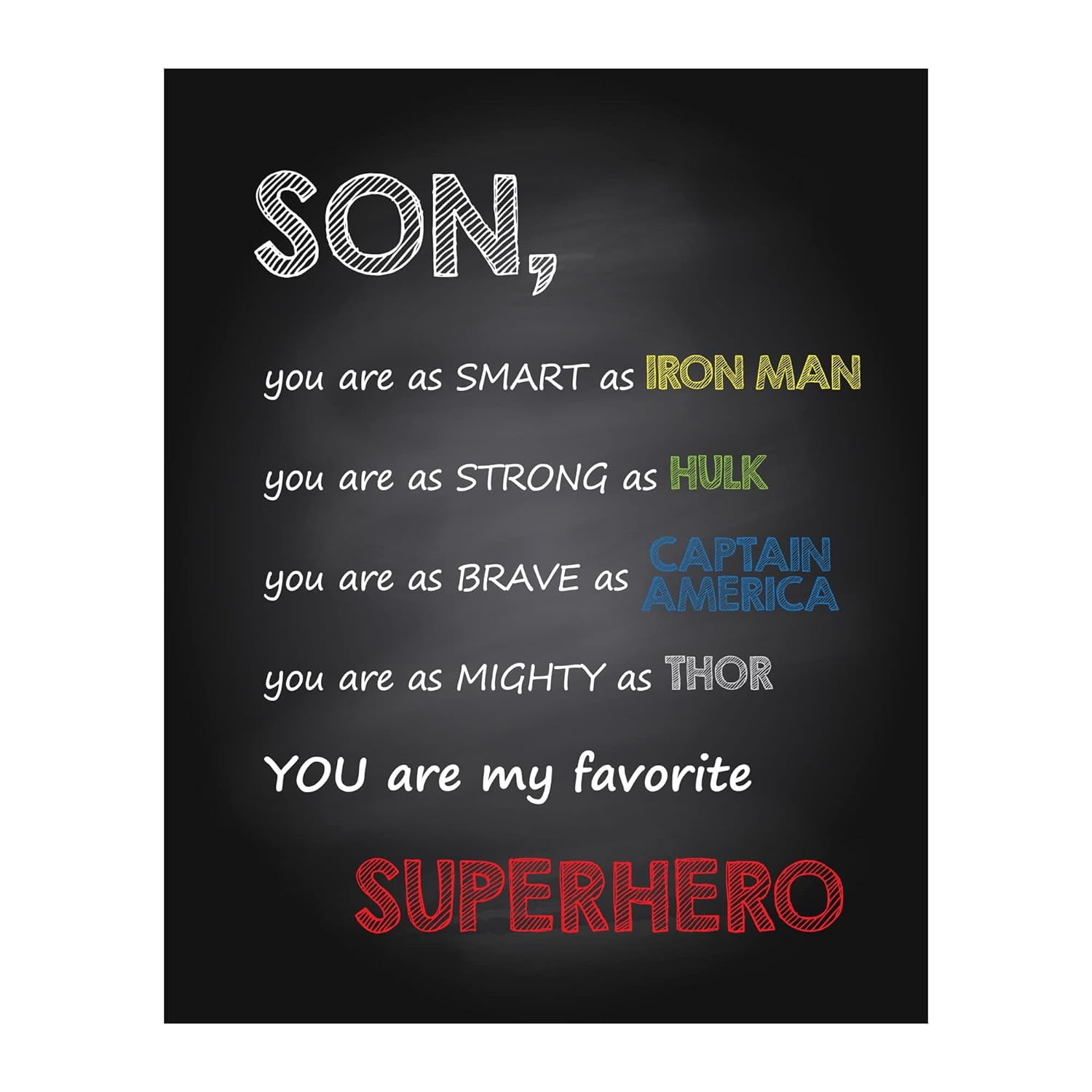 AEFER Motivational Marvel Wall Art - "Son You Are My Favorite Superhero ...