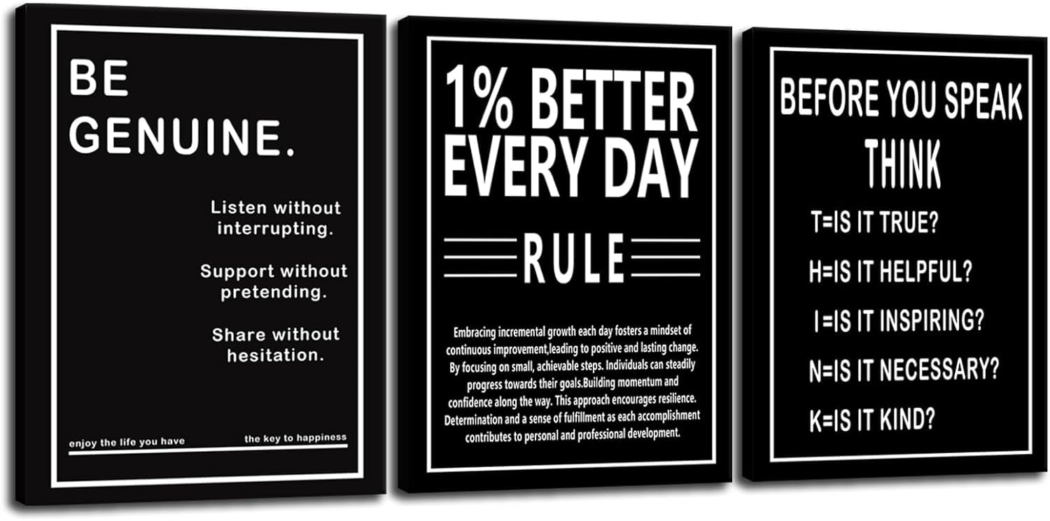 AVOI Motivational Painting Wall Art 1% Better Every Day Rule Canvas ...