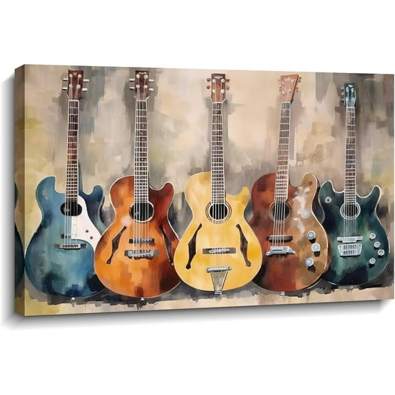 AVOI Music Canvas Wall Art Colorful Guitar Picture Print Wall Decor ...