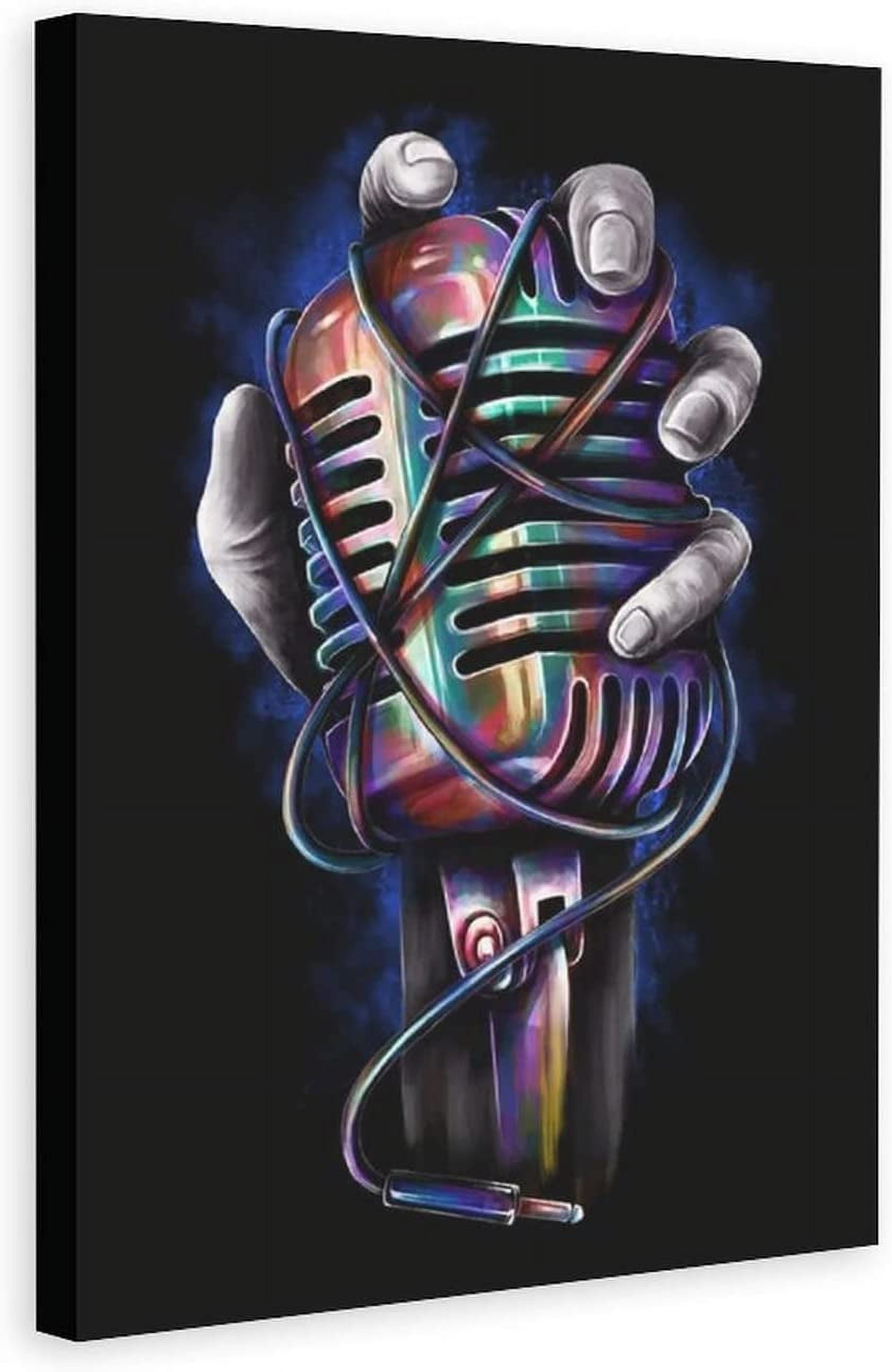 AEFER Music Wall Art Decor Colorful Microphone Canvas Print Decor ...