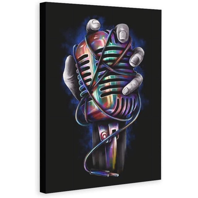 AEFER Music Wall Art Decor Colorful Microphone Canvas Print Decor ...