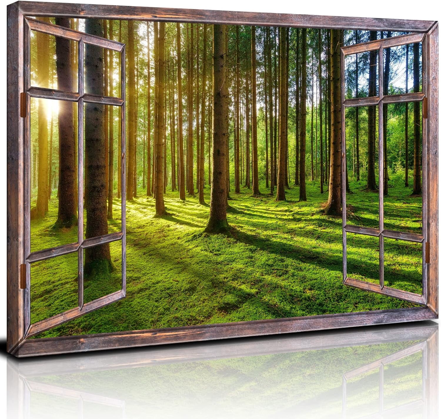 AVOI Natural Forest Canvas Wall Art Bedroom Decor Window Frame View of ...