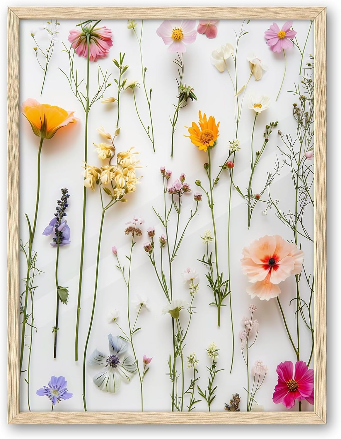 AVOI Natural OAK Wood Framed Pressed Flower Wall Art, Large 16x20 in ...