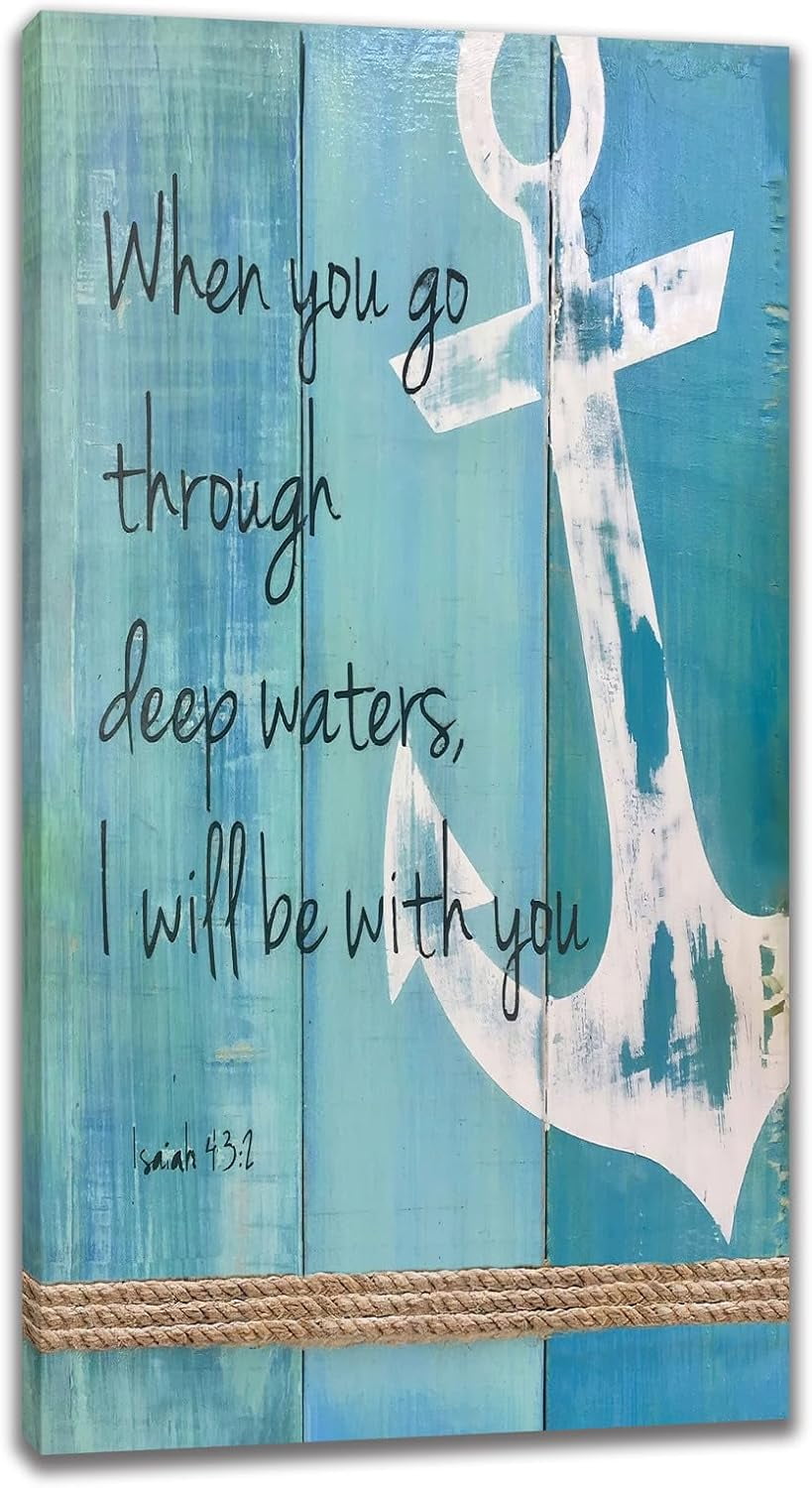 AVOI Nautical Anchor Large Wall Art Christian Scripture Canvas Oversize ...